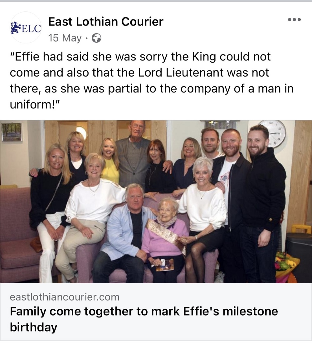 Care Homes Activities 100th Birthday Gullane